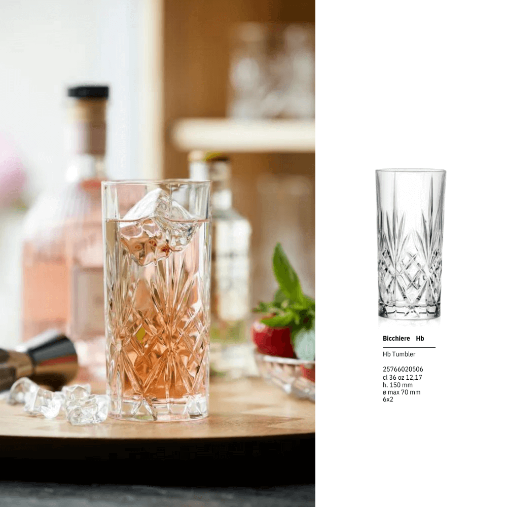 Bộ 6 Ly Thủy Tinh Pha Lê Ý RCR Melodia HB Tumbler 360ml - Bamato